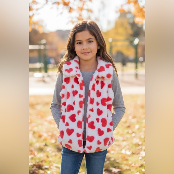 Max Studio | Jackets & Coats | Girls Max Studio 78 Fuzzy Heart Vest ...